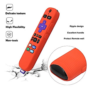 [2 Pack] Silicone Protective Case Compatible with Roku Voice Remote, Pinowu Anti-Slip Shockproof Remote Cover Compatible with Roku Express 4K+ 2021 Remote (Red+Blue)
