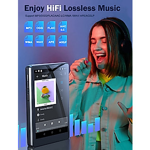 MP3 Music Player with Bluetooth,4“ Full Touch Screen MP3 MP4 Player with Speaker, Portable HiFi Sound MP3 Player with FM Radio,Clock,Recording,E-Book,Calendar for Kids,Jogging Up to 256GB
