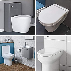 Toilet Seat will Slow Close Modern Lid Toilet Covers White D-Shape Easy Clean & Fix Adjustable Hinges Seat Quick Release Loo - Installation Tool fixtures Included