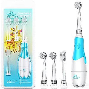 DADA-TECH Baby Electric Toothbrush, Toddler Teeth Brushes with Smart LED Timer and Sonic Technology for Infants Ages 0-3 Years (Blue)