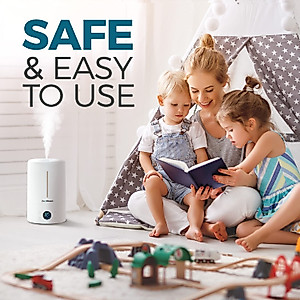 PurSteam Humidifiers for Large Room & Bedroom, 5L Cool Mist Ultrasonic Whisper-Quiet Oil Diffuser for Baby Nursery and Plants, Humidifying Unit for Whole House, Auto Shut-Off, Up to 20h of Operating