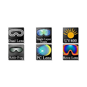 Ski Goggles Large Snow Goggles Adult Anti-Fog UV Protection Wide Angle 1 Pair