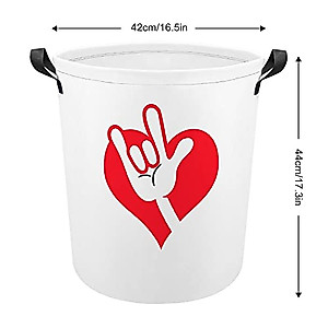 American Sign Language I Love You Large Laundry Basket Hamper Bag Washing with Handles for College Dorm Portable