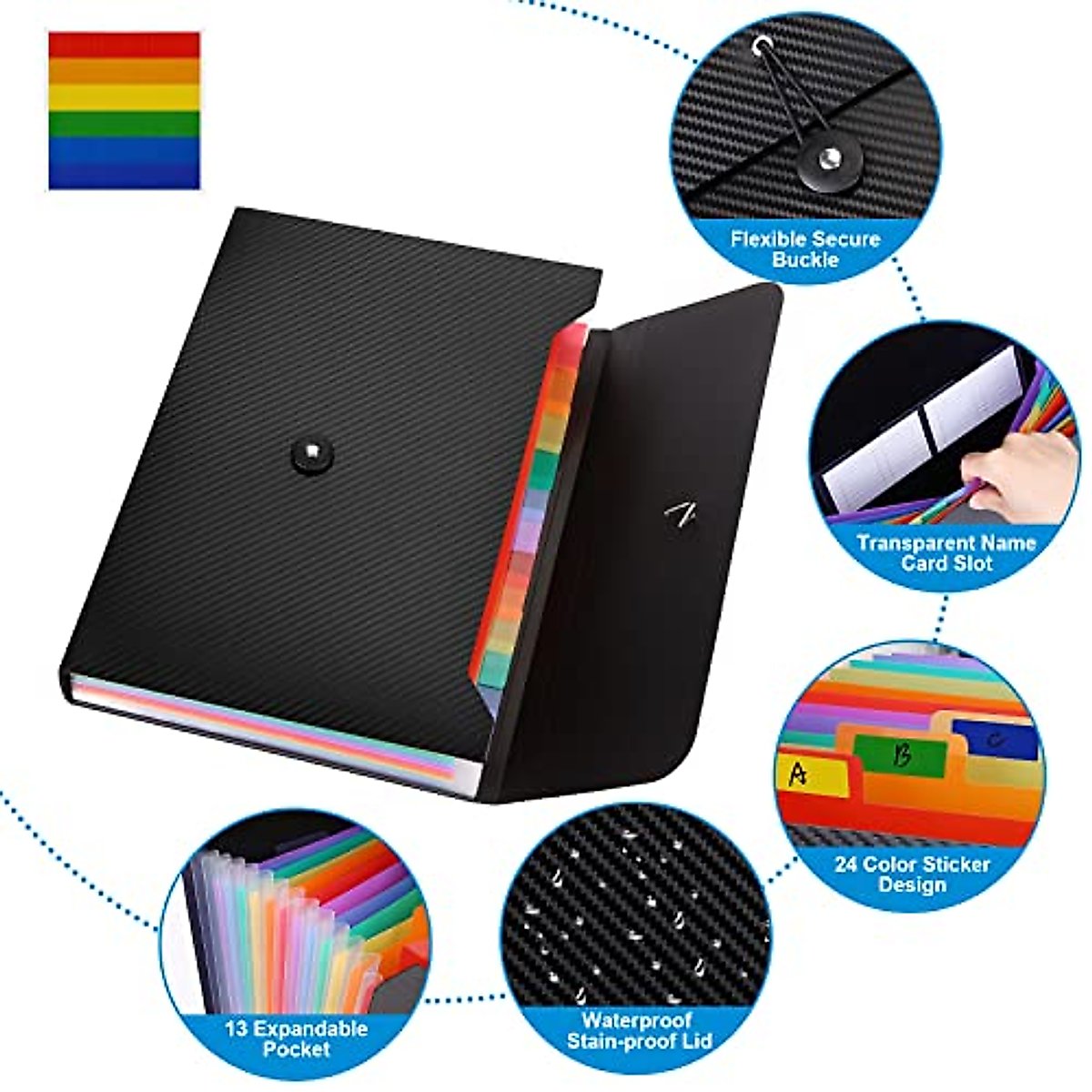 Expanding File Folder - 13 Pockets Accordion File Holder Organizer Say Goodbye to Cluttered Desks and Disorganized Documents - Get Your Home and Office Organized