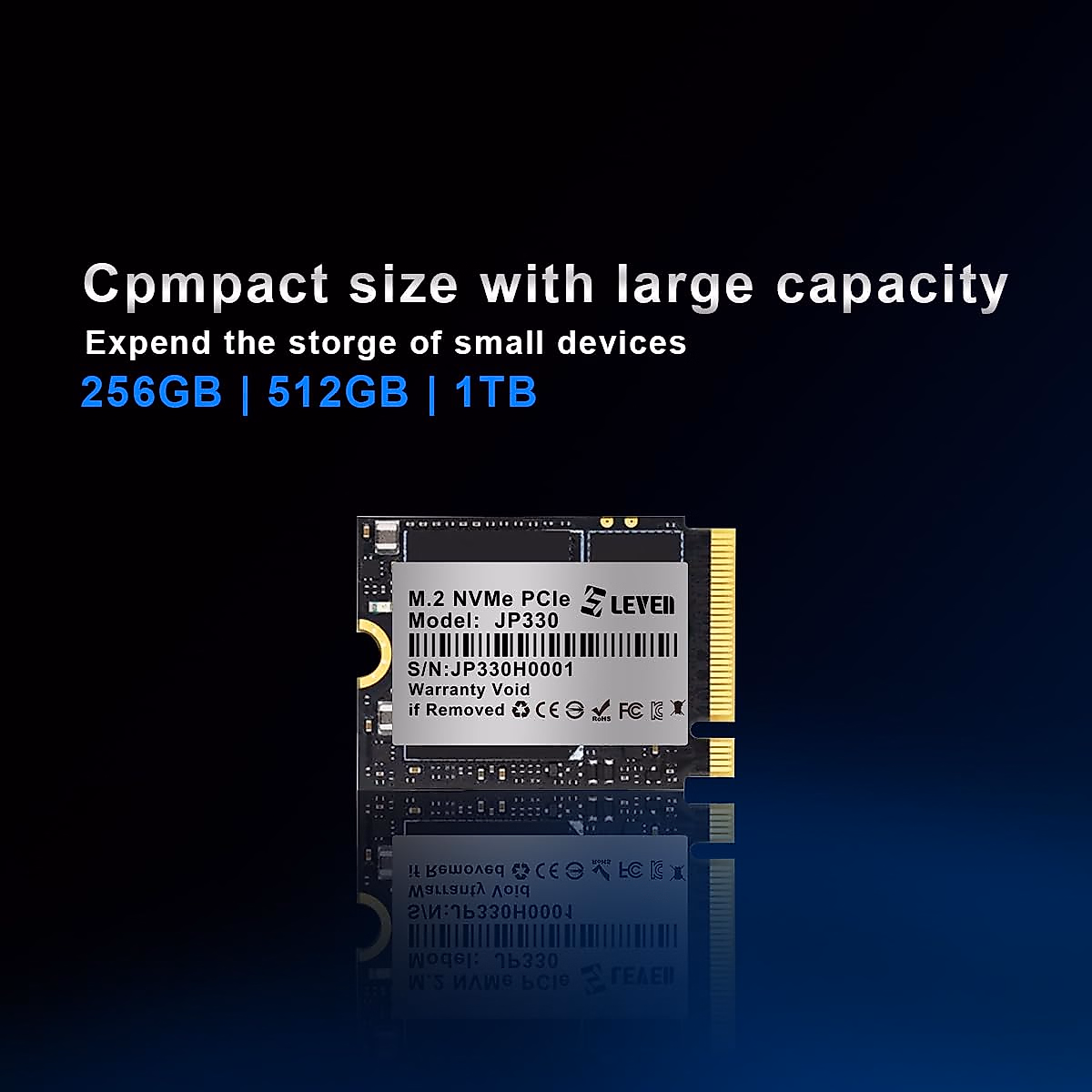 LEVEN JP330 1TB M.2 2230 SSD NVMe PCIe Gen 3x4 Internal Solid State Drive Compatible with Steam Deck, Microsoft Surface pro 9/pro 8/pro 7+/pro X/laptop3/laptop4/laptop go/book3