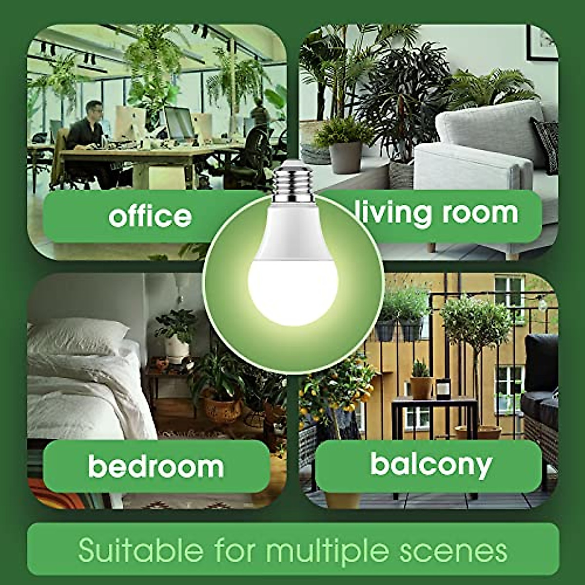 Briignite Grow Light Bulbs, LED Grow Light Bulb A19 Bulb, Full Spectrum Grow Light Bulb, Plant Light Bulbs E26 Base, 11W Grow Bulb 100W Equivalent, Grow Light for Indoor Plants, Seed Starting, 3Pack