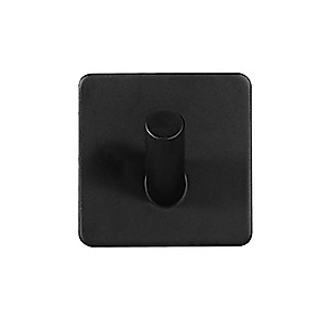 LJLink Self Adhesive Hooks Stainless Steel Coat Towel Key Wall Mount Hanging Hooks, Strong Power Heavy Duty, Waterproof, Modern Stylish for Bathroom Kitchen Bedroom Office, Matte Black Hook, 2 Pack