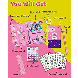 DIY Journal Kit for Girls, 6 7 8 9 10 11 12 13 Year Old Girl Gift Ideas, Birthday Gifts for Girls Age 6-13 Years Old and Up, Kids Scrapbooking Kit for Girls