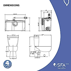Saniflo Sanibest Pro: Macerating Upflush Toilet Kit (with Elongated Bowl)