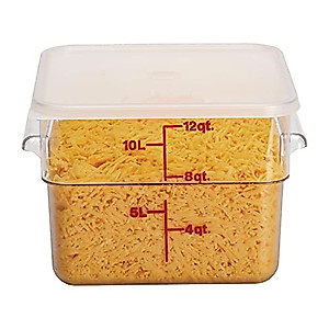 Cambro Camwear 12SFSCW135 Polycarbonate Square Food Storage Container, 12 Quart, 6 Pack