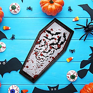 Coffin Shaped Craft Serving Box Wooden Halloween Serving Tray Candy Serving Trays with Handles Rustic Black Wooden Christmas Halloween Party Wooden Serving Tray for Halloween Christmas(Coffin)