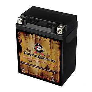 Pirate Battery YB14A-A2 Conventional Replacement Battery for ATV, Motorcycle, Personal Watercraft, and Snowmobile: 12 Volts, 1.4 Amps, 14Ah, Nut and Bolt (T3) Terminal