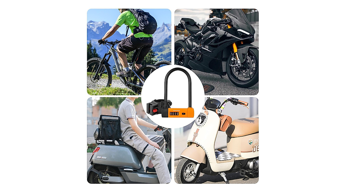 U Shaped Combination Lock for Bikes & Scooters - Heavy Duty Security