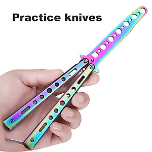LEYAOAndizhich Folding Colorful Tool, Tactical Stainless Steel Folding Butterfly-Open Style, Best Balance and Inertia, Great for Beginners