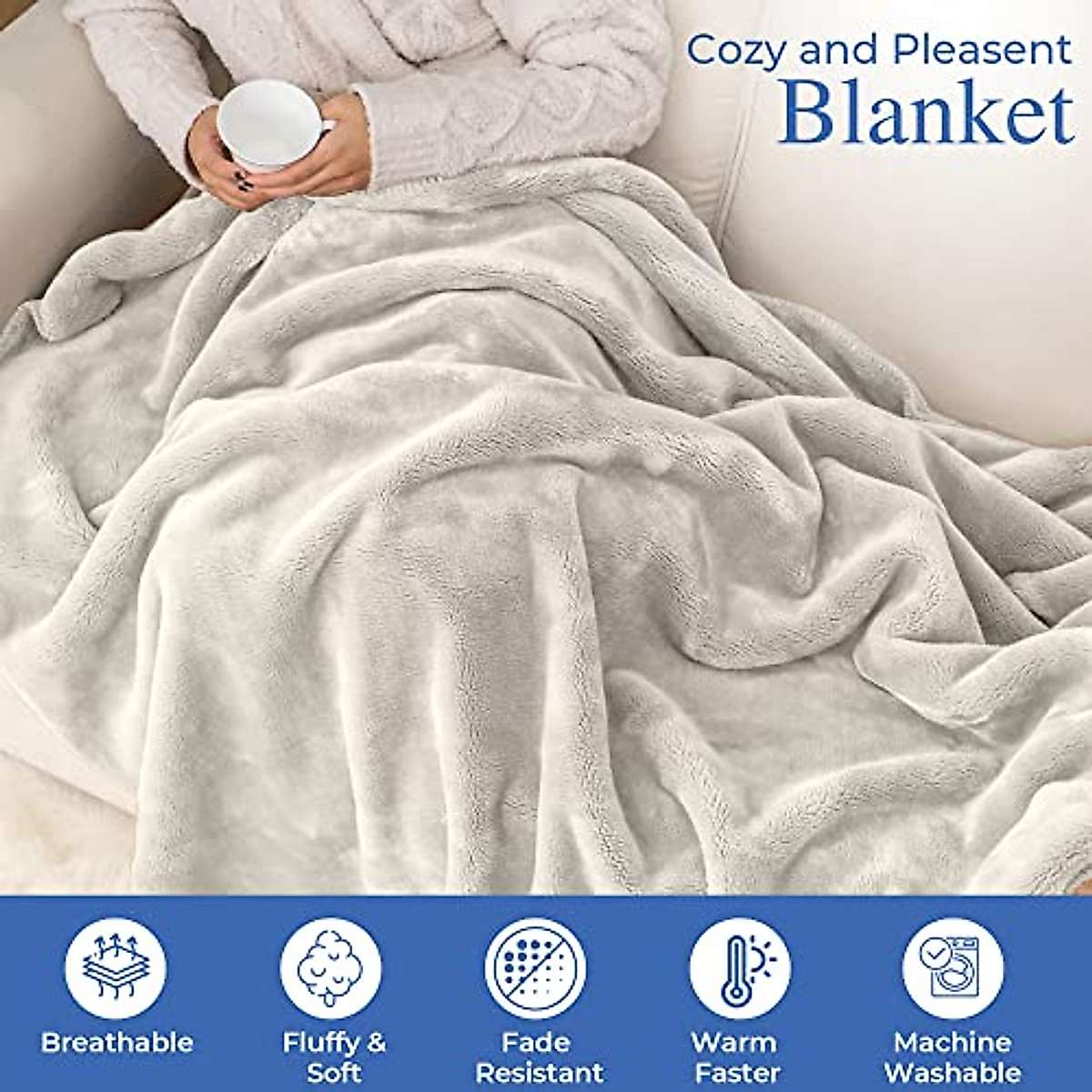 Continental Bedding - Super Soft Flannel Fleece Throw Blanket, Lightweight 320GSM, Great for Sofas, Couches, Beds, Camping, and Travel, The Whole Room Feels Soft and Cozy