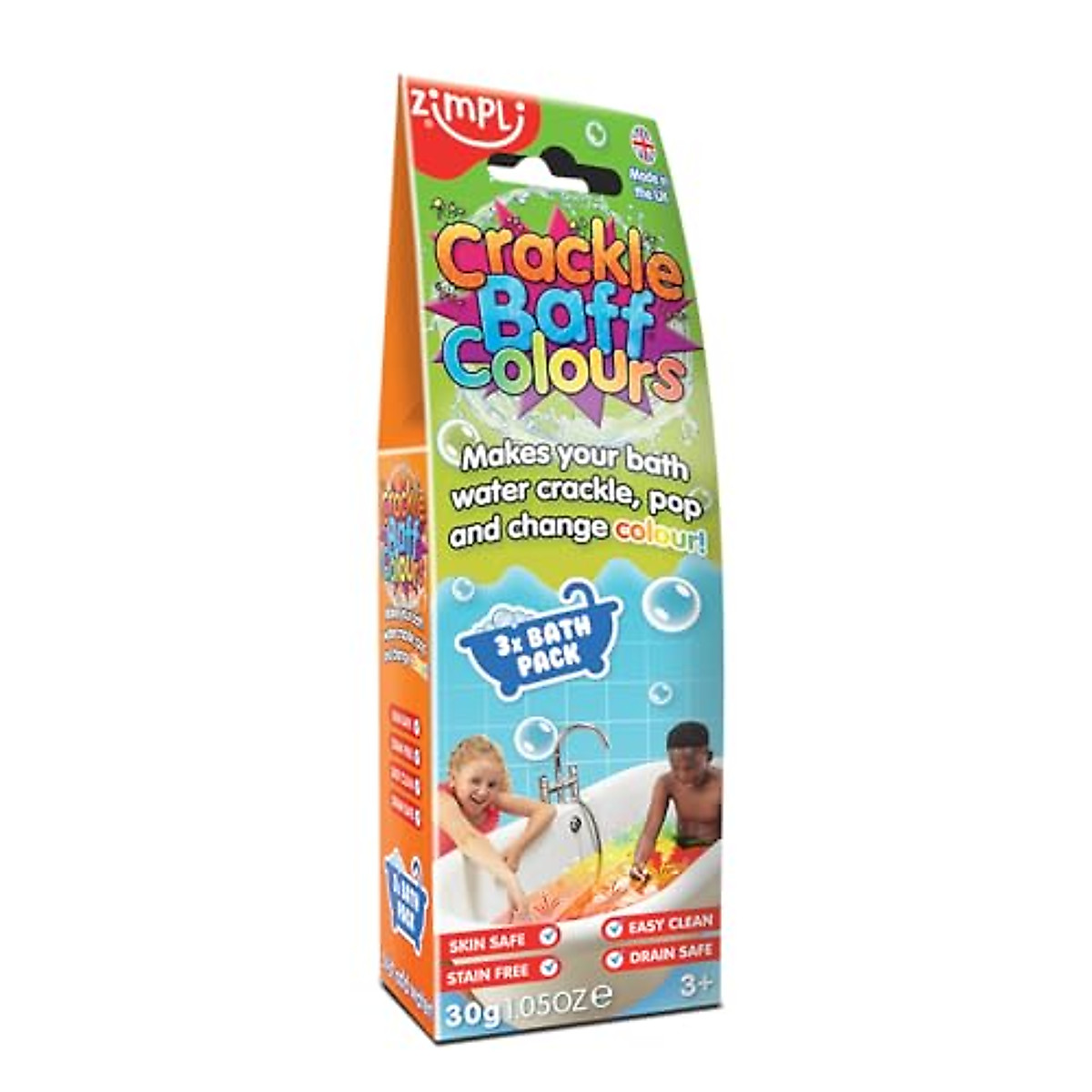 Zimpli Kids 6043 Crackle Baff Colours, 3 Bath Pack, Make water Crackle and Change Colour, Children's Sensory & Bath Toy