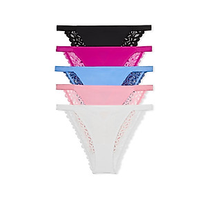 Victoria's Secret Bikini Underwear for Women, Lace Fabric, 5 Pack, Multi (XL)