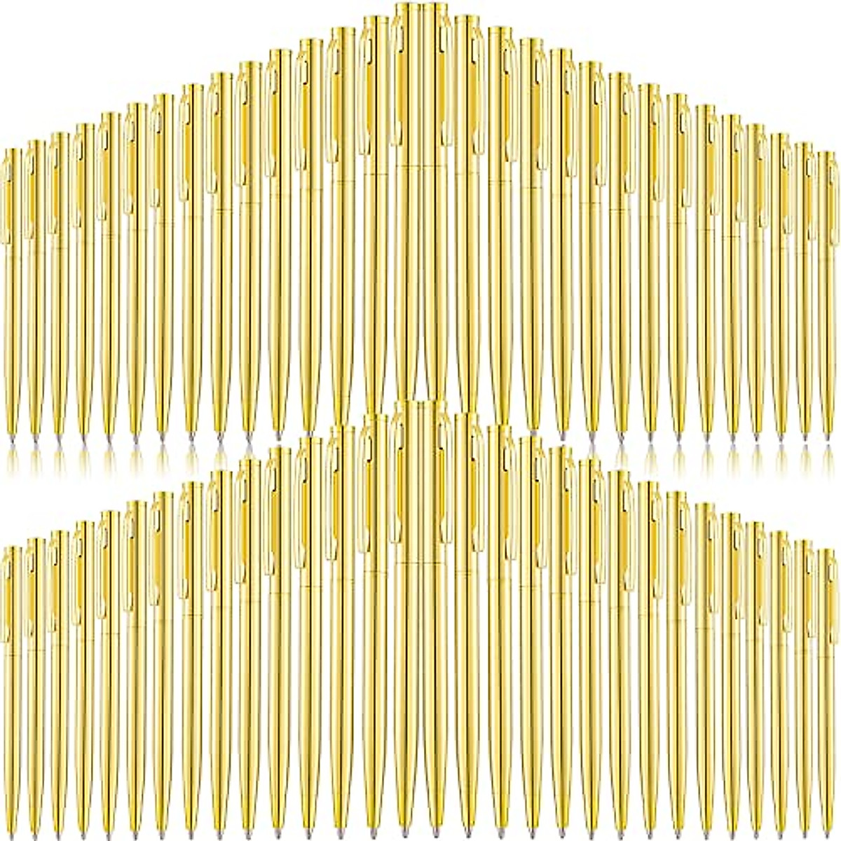 60 Pieces Slim Metallic Retractable Ballpoint Pens Slim Ballpoint Pen Black Ink 1.0 mm Medium Point Metal Pen Office Smooth Writing Stylus Pen for Men Women Business (Gold, Stylish Style)