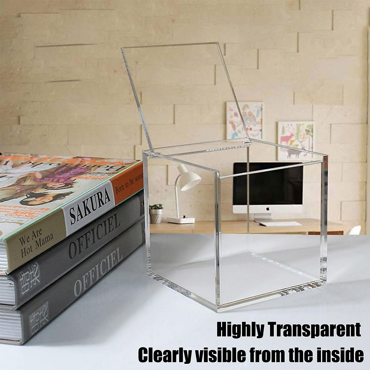 DARENYI Coffee Pod Holder with Lid, 5 x 5 inch Acrylic Storage Box for Nespresso VertuoLine Capsule K Cup Kcup Holder Coffee Pod Tea Bag Candy Storage Organizer Container