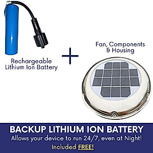 Dual Function Solar Powered Vent/Fan with Back up Battery for Boats, RV’s and Sheds (9 x 9 x 4.75 in.) Dual Function - Solar Vent/Fan with No Noise – Covers up to 500 Cu. Ft. - by Remington Solar