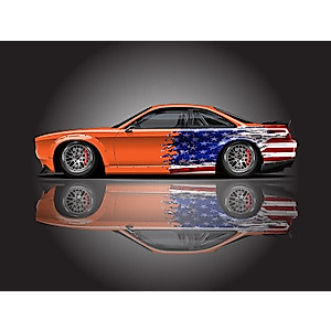2Pcs American Flag Vehicle Livery, Racing Car Graphics, Abstract Flag Decal, Cast Vinyl Wrap, Universal Size Car Decal (Type 1)