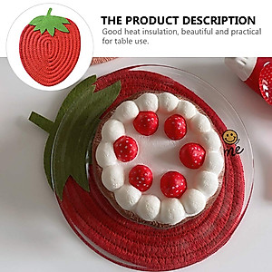 Hemoton 2 pcs Pot Holders Cloth Trivets Strawberry Shaped Cotton Thread Kitchen Table Mats Hot Pads Heat Resistant Coasters for Cooking Baking Table Decorations