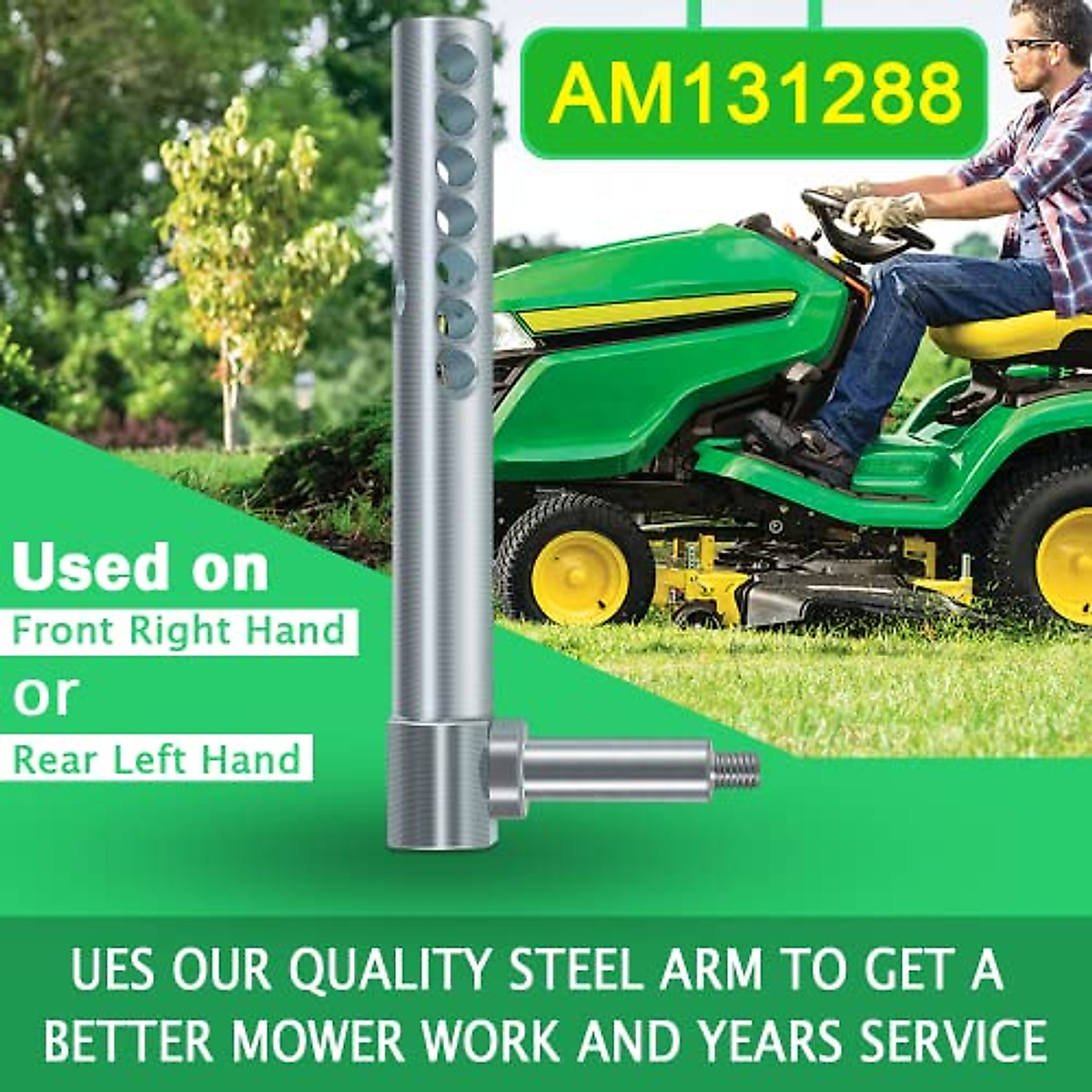 Yoursme AM131288 AM131289 Front and Rear Mower Deck Gage Wheel Arm for John Deere Mower Decks 48C 54C and 62C Diameter 1”