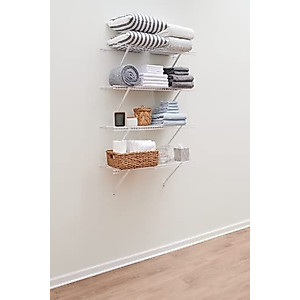 Rubbermaid Direct Wall Mount Linen Shelf Kit, White, Home Organization/Closet/Pantry Shelves for Clothes/Towel/Bedding, 3 Foot