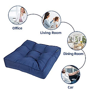 Ohuhu Seat Cushion Set of 2, Large 19"x19"x5" Outdoor Patio Chair Cushions with Straps, Water-Resistant Tufted Square Furniture Cushion, Floor Pillow Office Chairs Pads Couch Cushions Replacement