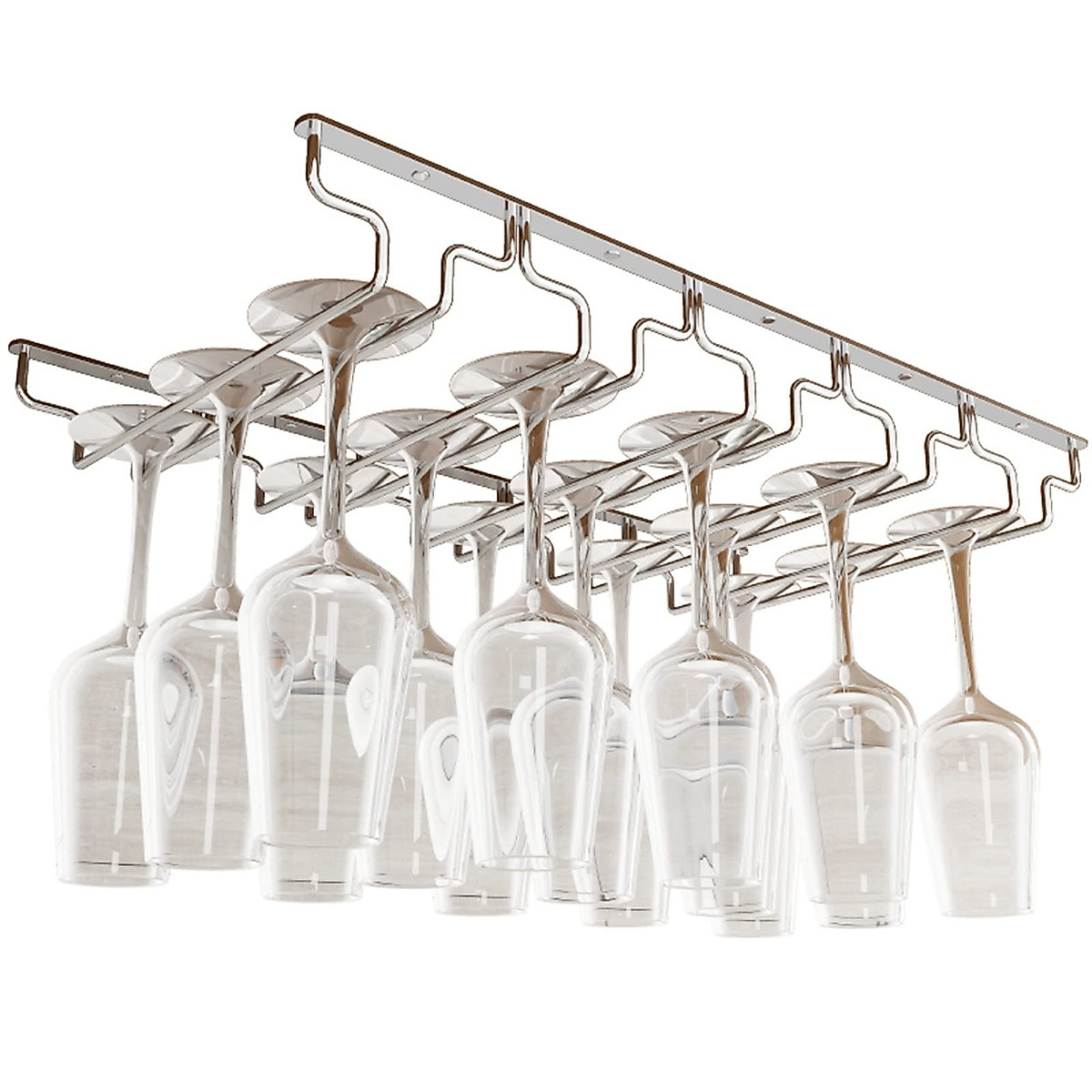 Wine Glass Rack, Under Cabinet Wine Glass Holder Stainless Steel Stemware Rack - Hanging Stemware Holder,Wine Bottle Holder for Cabinet Kitchen Bar (Size : 68.528cm(27.011.0in))