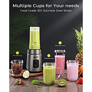 Syvio Blender for Shakes and Smoothies, 600W Personal Blender, Smoothie Blender with 2 BPA-Free 20 Oz Sport Cup, 2 Party Mugs, 1 * 10 Oz short cup,Easy to Clean