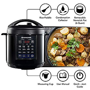 Granitestone 12-in-1 Multicooker with LED Display, Electric Pressure Cooker, Slow Cooker, Rice Cooker, Steamer, Saute, Yogurt Maker and Warmer, 6 Quart, 12 Pre-Set Functions As Seen On TV