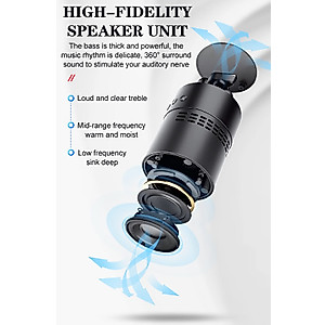 2 in 1 Portable Speakers Bluetooth Wireless Earbuds, 360 Surround Stereo Sound with Microphone, Touch Headset for Home Party Outdoor Travel(Black)