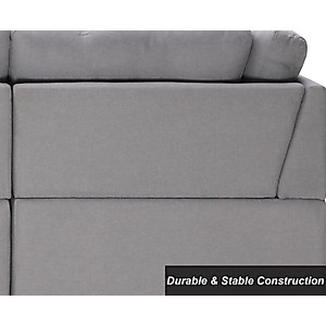 Sleeper Sofa Couch Bed with Pull Out Couch Living Room Set Sectional Sleeper Sofa with Storage Chaise Modular Couch Fabric Sofa Bed in Grey
