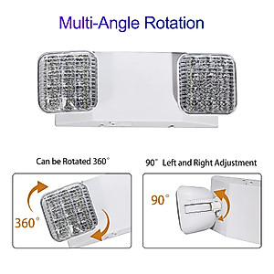 CM MZY Emergency Lights with Battery Backup,Commercial Emergency Light,Two Adjustable LED Light Head Emergency Lighting Fixtures,120-277V AC, UL Certified,2PCS