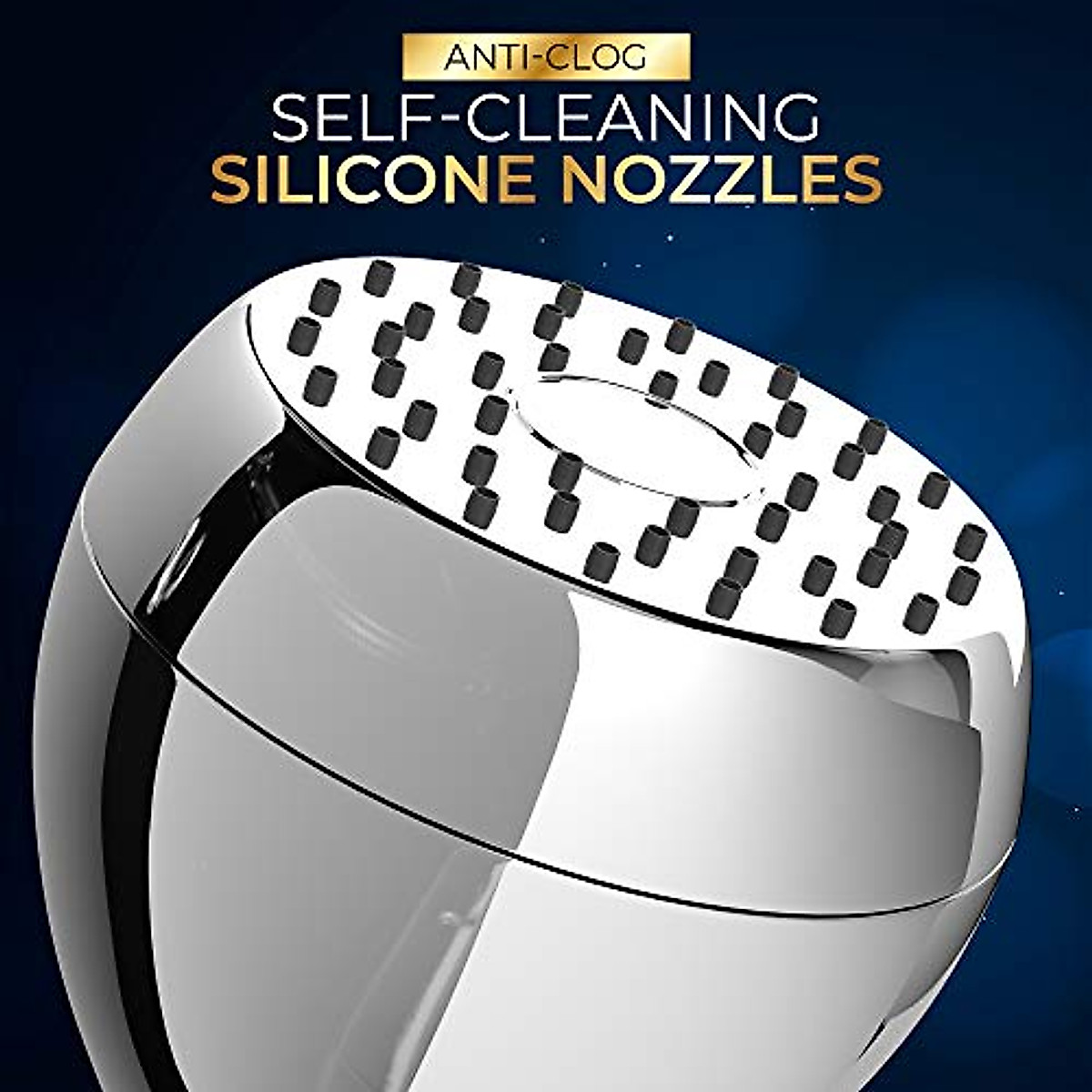 High Pressure Shower Head - Chrome - Powerful Deluxe Bathroom Showerhead with Strong Spray Stream and Small Silicone Nozzles - Universal Fit Works with High and Low Water Flow Showers-2.5 GPM