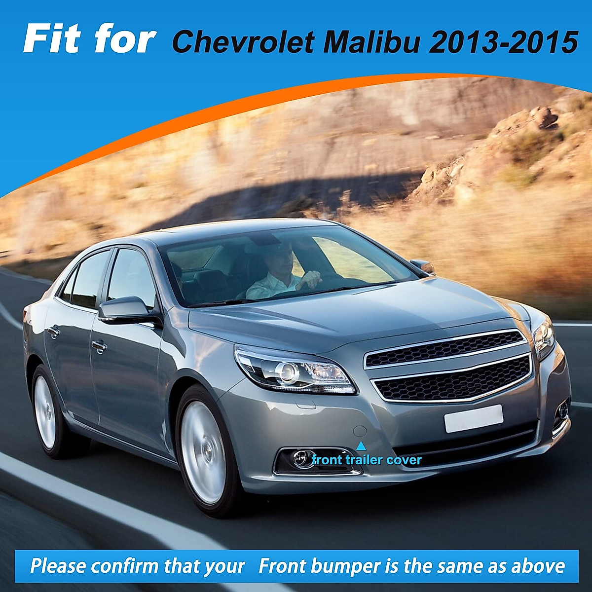 Front Bumper Tow Hook Cover Towing Eye Cap Fit for Chevrolet Malibu 2013 2014 2015 (Unpainted, Right Passenger Side)