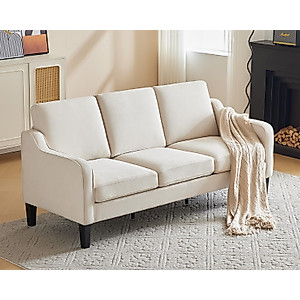 Luxury 72" Comfy Sofa Couch with Spring Cushion Comfy Upholstered 3 Seater Sofa Love-Seat Sofas & Couches with Deep Seat And Ultra Thick Cushion Compact Small Couch for Bedroom Apartment Office Beige