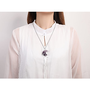 XIANNVXI Amethyst Necklaces for Women Crystal Crescent Moon Necklace Purple Jewelry for Women Trendy Tree of Life Wire Wrapped Pendant Spiritual Witchy Jewelry