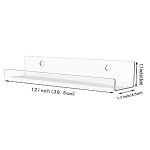 esowemsn A Set of Clear Acrylic Shelves Wall Mounted Floating Display Shelves with Screws Clear Invisible Bookshelves Best for Record Storage,Picture Display,Magazine,Book,Files Organizer