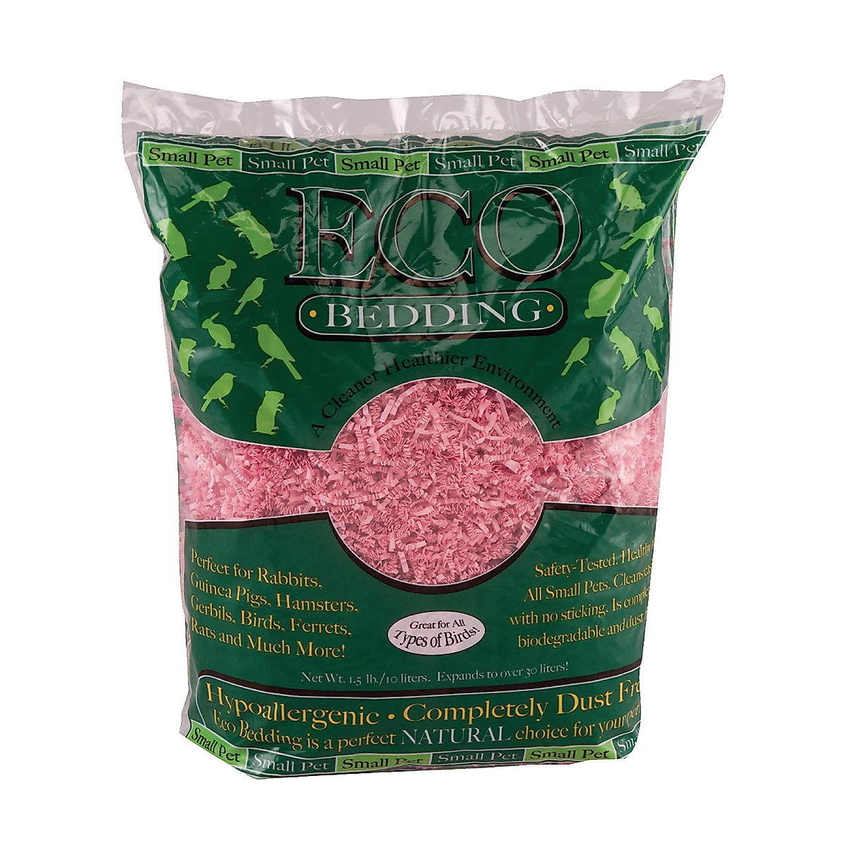 ECO BEDDING 99% Dust Free Paper Bedding for Small Pets and Birds, Pink, 30 L