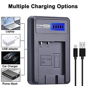 PowerTrust 2-Pack 3.7v NP-BN1 Replacement Battery and LCD USB Charger for Sony NP-BN1 Cyber-shot DSC-QX10 QX100 T99 T110 TF1 TX5 TX7 TX9 TX10 TX20 TX30 TX55 TX66 TX100V TX200V W310 W320 W330 W350 W360