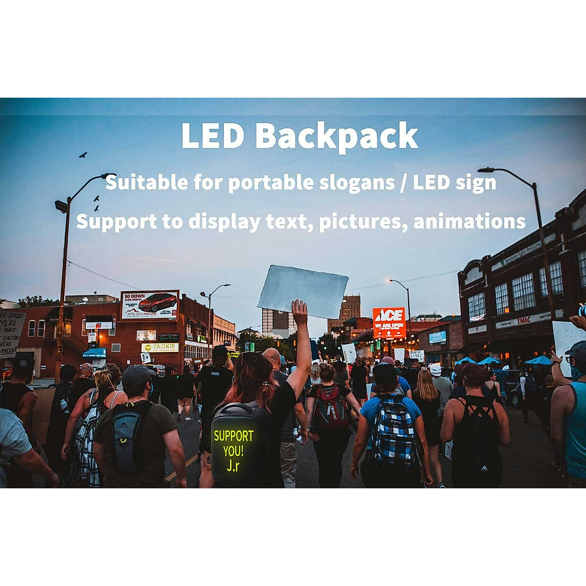 Welaso Smart Bluetooth LED Backpack with Colorful LED Sign Panel and Programmable, DIY Laptop Daypack Bag,Black (Medium 21L,with Rain Cover)