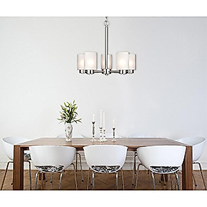 Westinghouse Lighting 6227400 Sylvestre Five-Light Interior Chandelier, Brushed Nickel Finish with Frosted Seeded Glass, 5