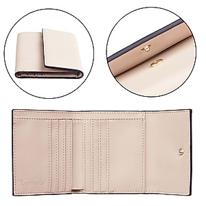 Travelambo RFID Blocking Small Mini Compact Wallet Coin Pouch Holder Trifold Credit Card Holder Pocket Purse for Women (Napa Sand)