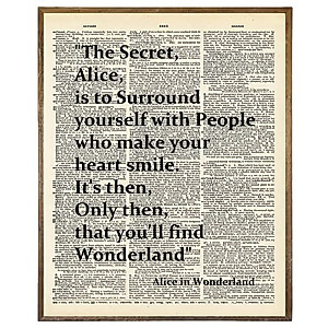 Mad Hatter The Secret is To Surround Yourself - Alice in Wonderland Wall Art Decor - Alice Inspirational Saying Quote Poster Print - Motivational Wall Art for Alice Fans - Gift for Women Teen Girl