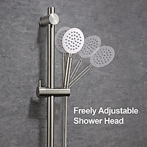 HAMOLER 24 Inch Shower Slide Bar with Adjustable Shower Holder Stainless Steel Wall Mount Sliding Bar, Brushed Nickel