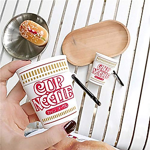 TOU-BEGUIN Charging Case Compatible with Airpods 1/2,Cute Noodles Box Creative Instant Food Container Design Full Protective Earphone Skin Cover