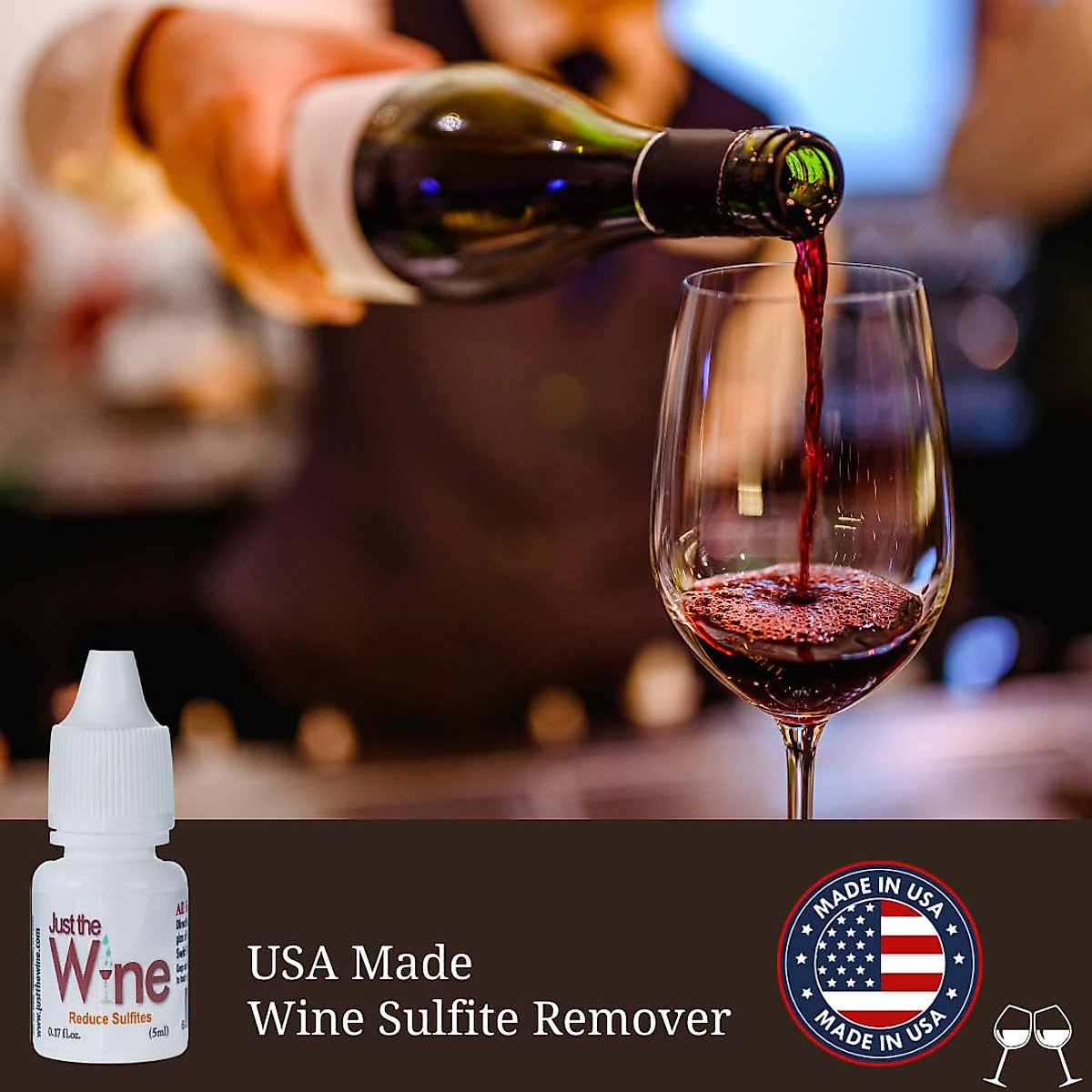 Just the Wine Sulfite Remover Drops (1-Bottles) Just 3 Drops in a Glass! Made in USA, White