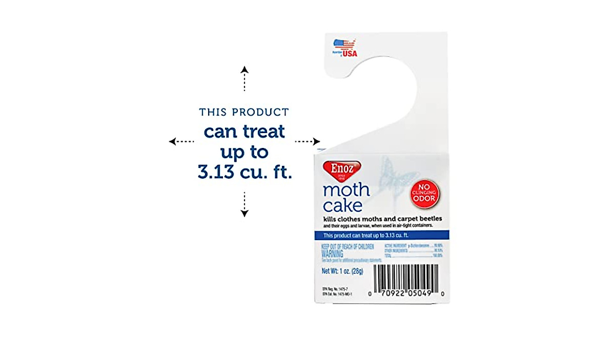 Enoz Moth Cake for Clothes & Carpet Beetles - Odor-Free Protection